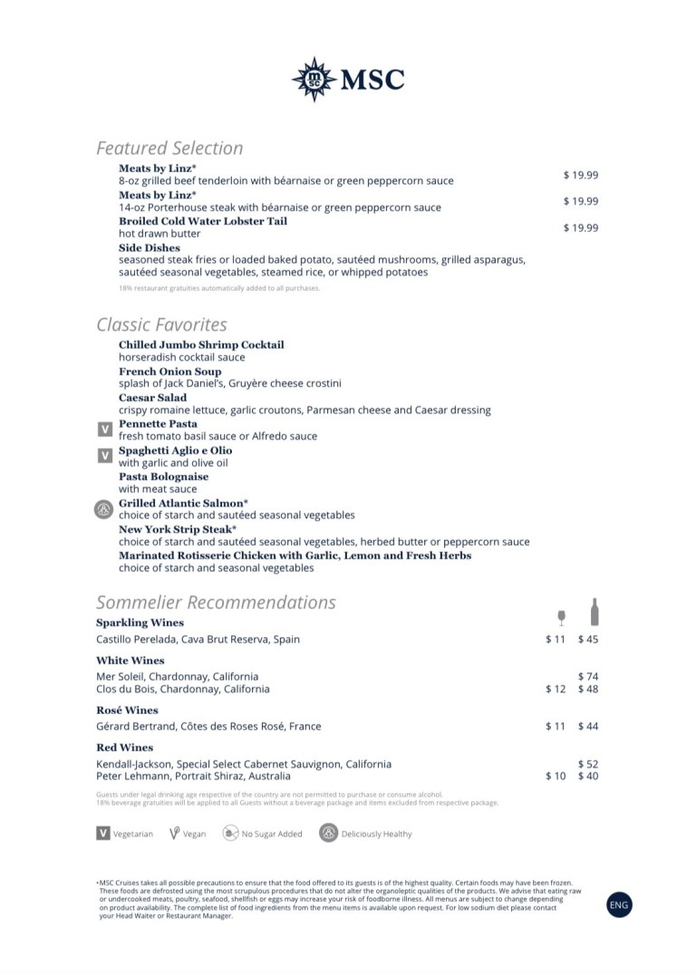 MSC Meraviglia: Main Dining Room Review & Menus – The Happiest Travels ...