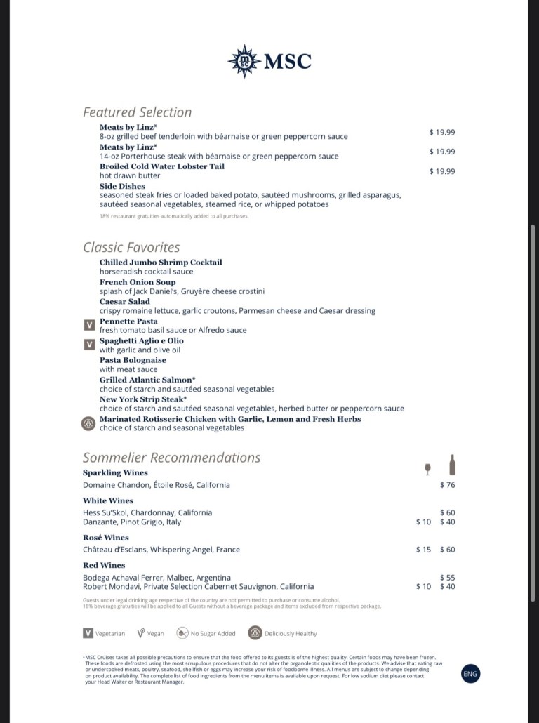 MSC Meraviglia: Main Dining Room Review & Menus – The Happiest Travels ...