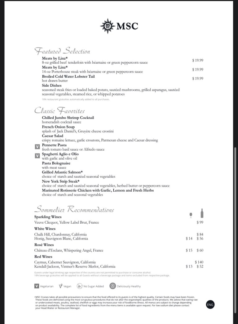 MSC Meraviglia: Main Dining Room Review & Menus – The Happiest Travels ...